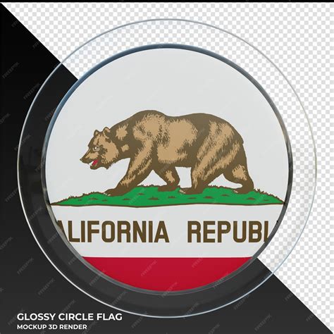 Premium Psd California Realistic 3d Textured Glossy Circle Flag