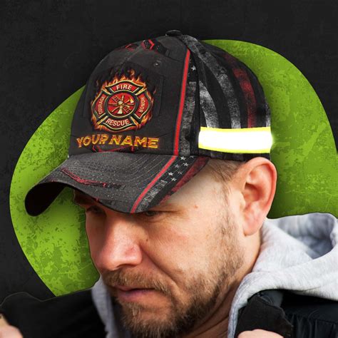 Hi Vis Cap Reflective Firefighter Thin Red Line Custom Name Safety Workwear