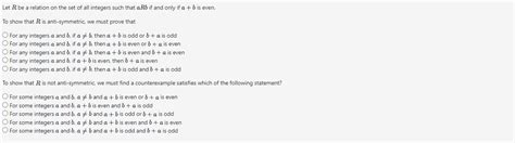 solved let r be a relation on the set of all integers such