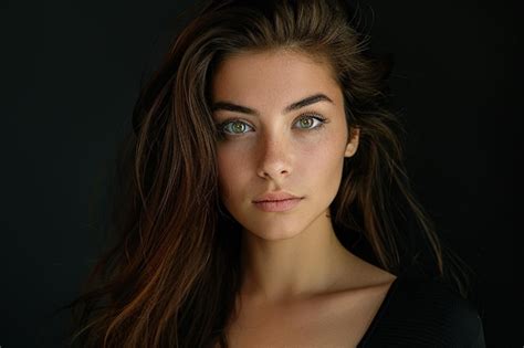 Long Haired Woman Gazing Portrait Premium Ai Generated Image