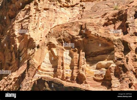 Unusual Sandstone Structures And Colors In The Wadi Musa Desert In