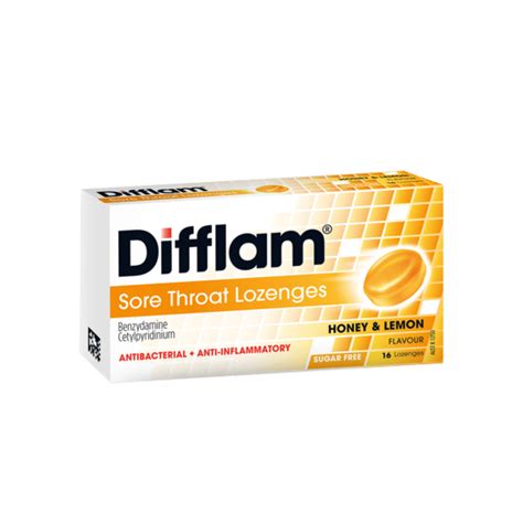 Difflam Sore Throat Lozenges Honey And Lemon Flavour Difflam