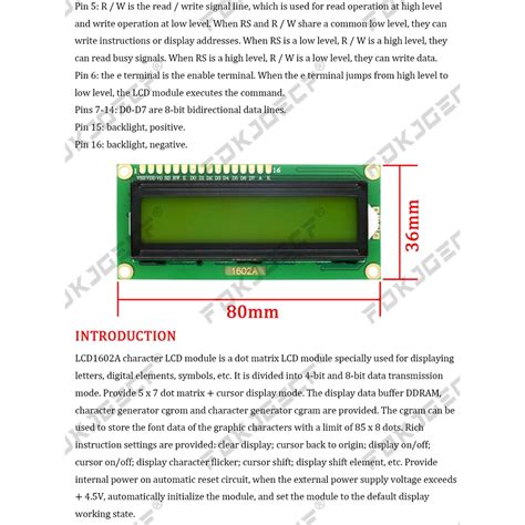 Lcd1602 5v 1602 Module Bluegreen Screen 16x2 Character Lcd Display