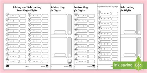 Adding And Subtracting Single Digits