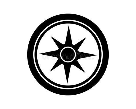 Clean Black White Graphic Design Featuring A Compass Rose Symbolizes