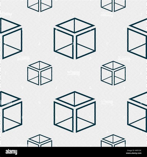 3d Cube Icon Sign Seamless Pattern With Geometric Texture Vector Illustration Stock Vector