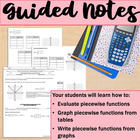 Graphing Piecewise Functions Guided Notes And Worksheet Editable