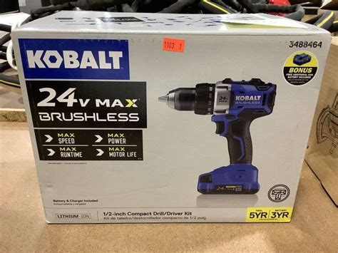 Kobalt 24v Max Brushless 1 2in Compact Drill Driver Kit 1 Battery And Charger Metzger Property