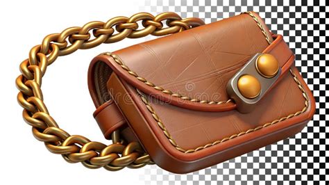 Leather Purse With Chain Strap For Women Fashion Accessory Png