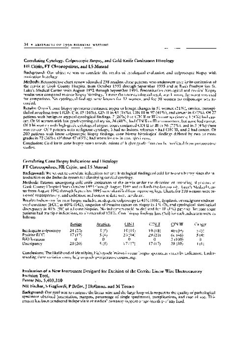 Pdf Correlating Cone Biopsy Indications And Histology Helen Cejtin