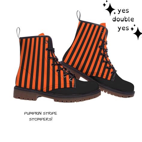 Pumpkin Stripe Combat Boots Whimsigoth Gothic Clowncore Clown Shoes Nonbinary Halloween Costume