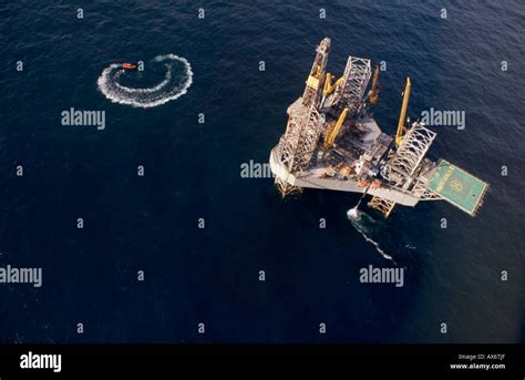 An Oil Rig In The North Atlantic Ocean As Seen From A Helicopter A