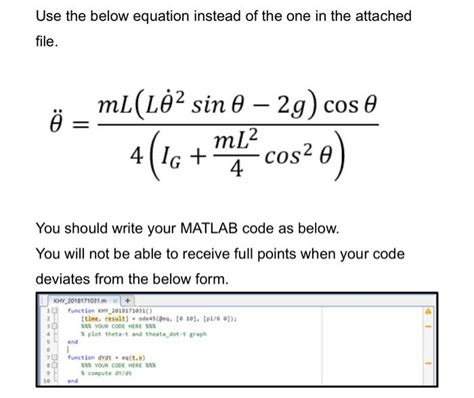 Solved Dynamics Using MATLAB And ADAMSuse The Equation Below Chegg