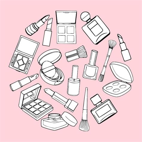 Premium Vector Hand Drawn Outline Items Of Cosmetics In The Form Of A