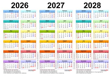 Printable 3 Year Calendar 2026 2027 2027 Free Printable Templates
