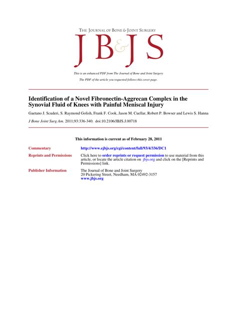 Pdf Identification Of A Novel Fibronectin Aggrecan Complex In The