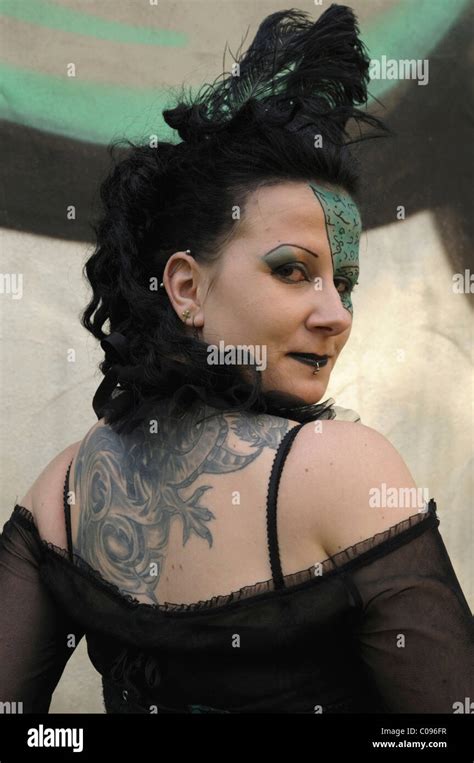 Young Woman Wave Gothic Treffen Music Festival Leipzig Saxony