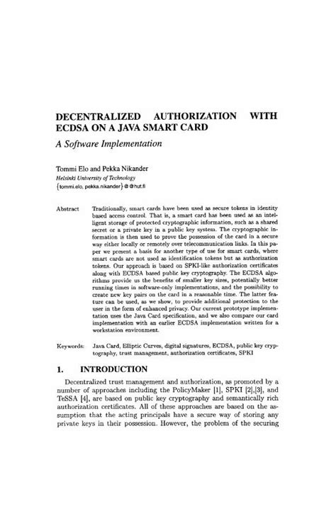 Pdf Decentralized Authorization With Ecdsa On A Java · Decentralized Authorization