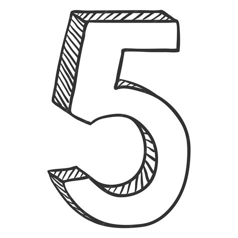 Premium Vector Vector Hand Drawn Sketch Illustration Number Five
