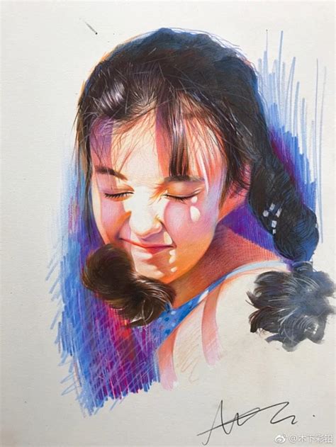 彩铅 人物 花瓣网