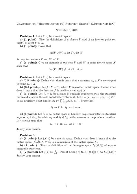 mat3004 2009 2010 class test with solutions classtest for