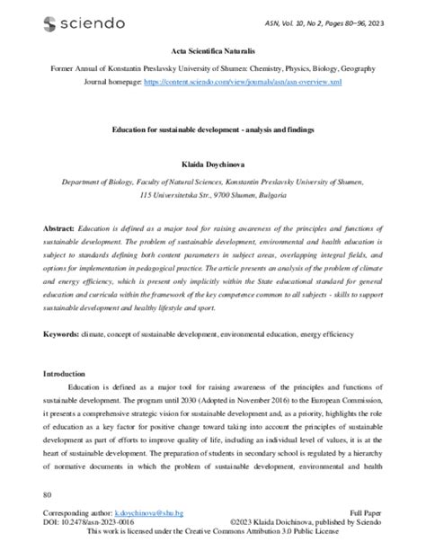 Pdf Education For Sustainable Development Analysis And Findings