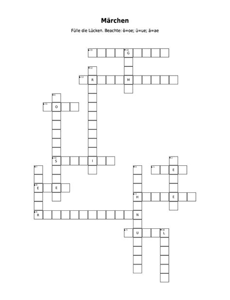 Kreuzworträtsel Märchen Als Pdf Arbeitsblatt Schulraetselde