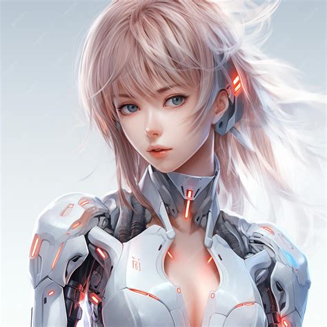 Premium Ai Image 3d Render Of Futuristic Cyber Robot Anime Girl In