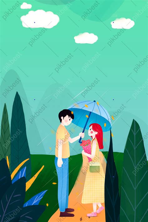 Illustration Outing Couple Poster Background Backgrounds Psd Free