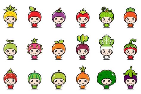 Premium Vector Cute Vegetable And Fruit Design