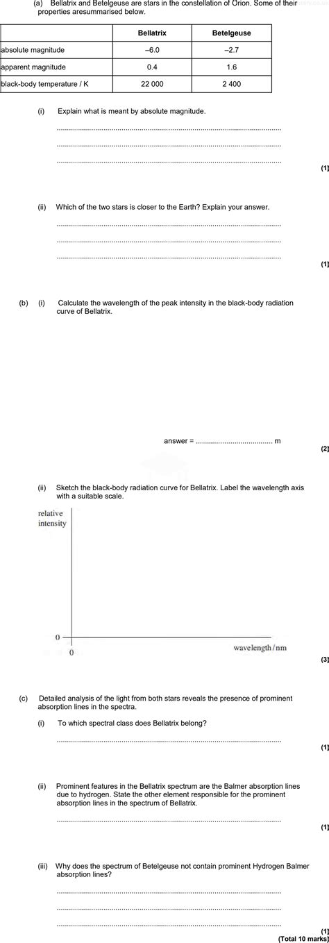 Stellar Spectral Classes Questions Revisely