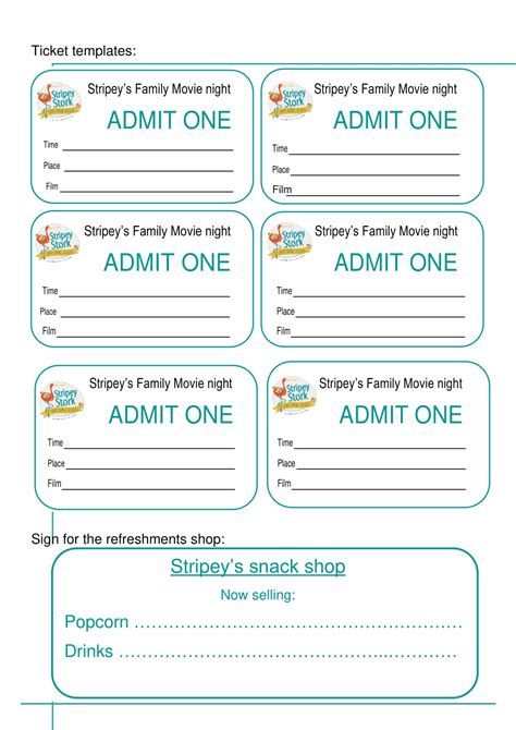 Free Printable Blank Movie Ticket Templates [pdf Word]