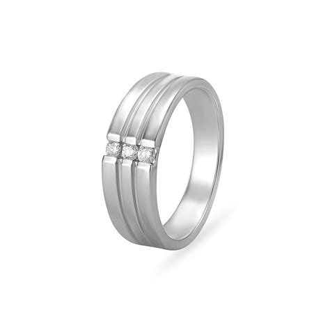 3 Stone Platinum Finger Ring For Men