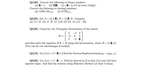 Solved Q1 20 Convert The Following To Binary Numbers A