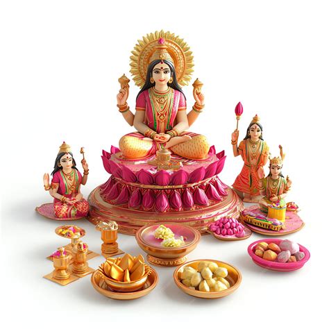 Teej Puja Rituals With Idols Of Goddess Parvati Realistic Premium Ai Generated Image