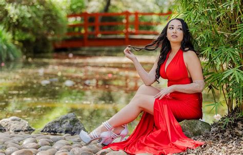 Wallpaper Feet Dress Brunette Sitting Blurred Background Alyssa For Mobile And Desktop