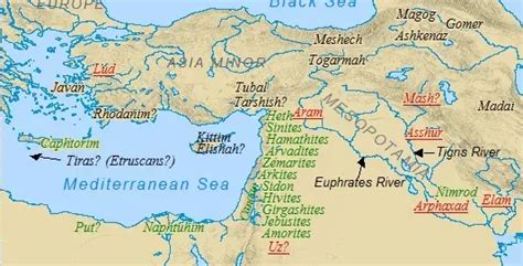 Sons Of Noah Map Of The Table Of Nations The 12 Tribes Of Canaan