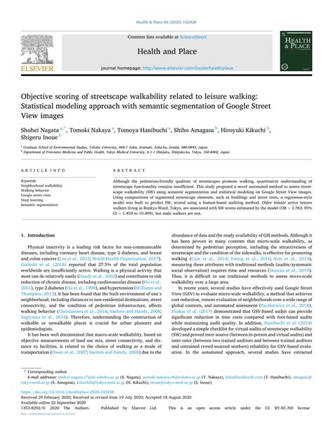 Pdf Objective Scoring Of Streetscape Walkability Related To Leisure
