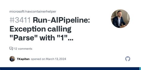 Run Alpipeline Exception Calling Parse With 1 Arguments String