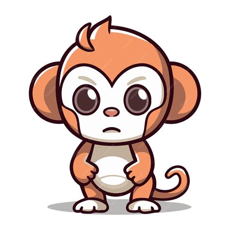 Premium Vector Sad Monkey Cartoon Character Vector Illustration Cute