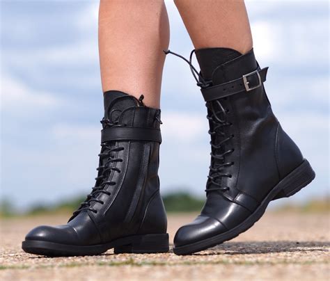 Extravagant Black Genuine Leather Womens Boots Leather Boots For Women