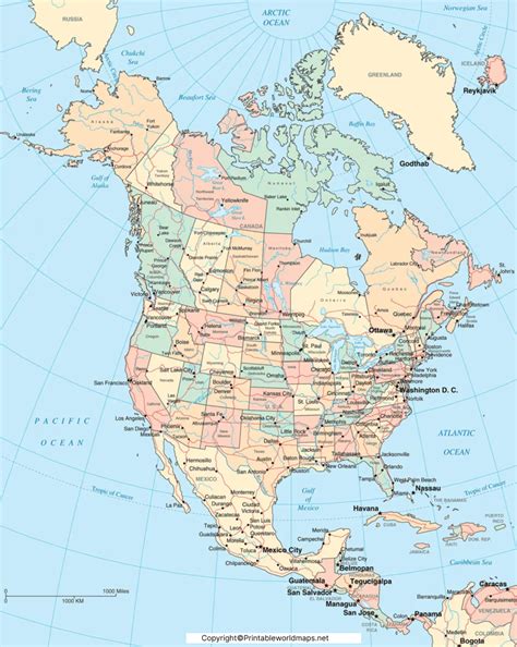 Access The Labeled Map Of North America With Countries