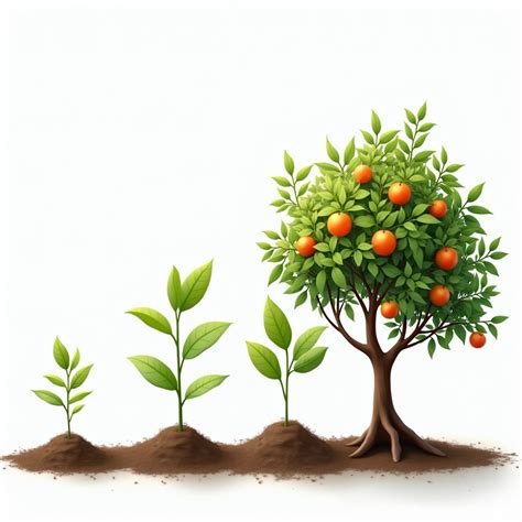 Realistic Tree Growth Stages Showing Project Development From