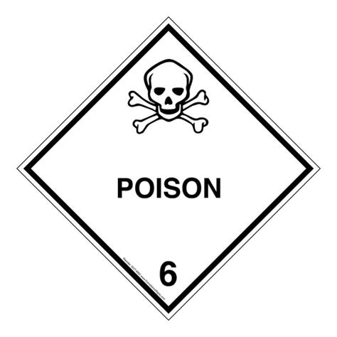 Dot Placard Or Label Poison 6 White Hazmat Warning
