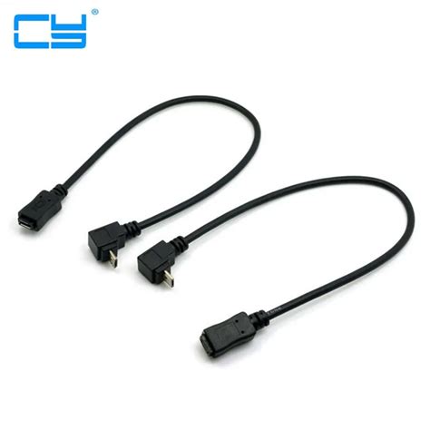 Up And Down 90 Degree Angled Micro Usb 20 Male To Female Extension Cable