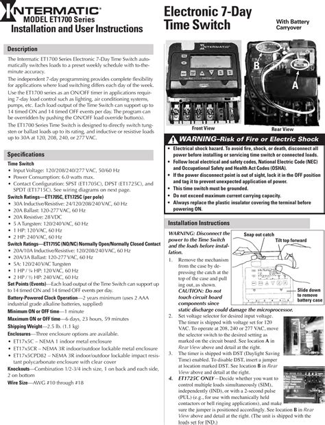 Intermatic Et1705c Instructions Owner S Manual