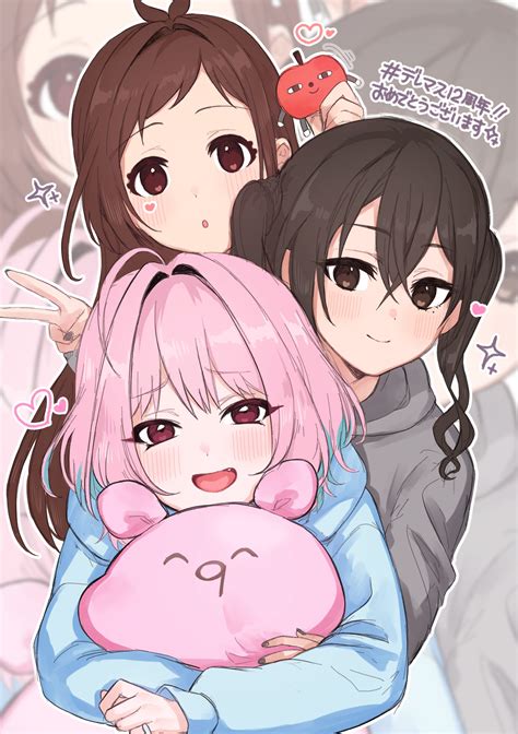 Safebooru 3girls O Absurdres Ahoge Anniversary Antenna Hair Black