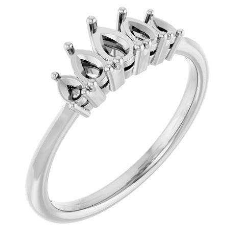 14k White Gold 45x3mm Pear Shape 5 Five Stone Bridal Wedding