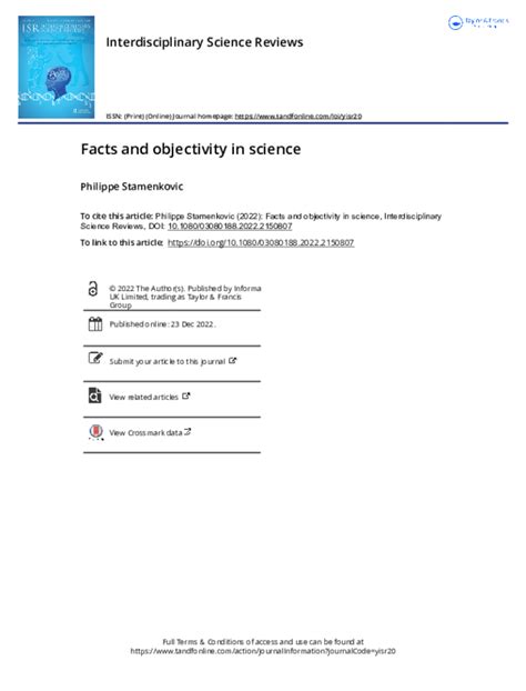 Pdf Facts And Objectivity In Science