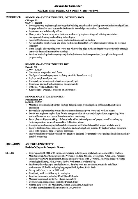 Senior Analytics Engineer Resume Samples Velvet Jobs